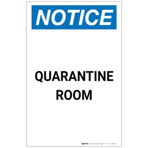 Notice Quarantine Room Portrait Label Comprehensive Safety Signs