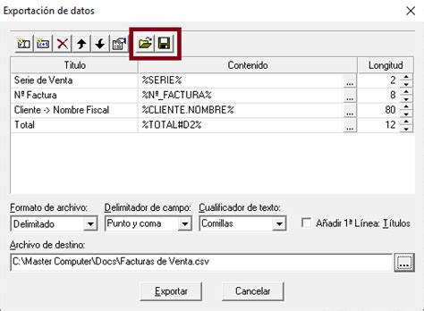 EXPORTAR DATOS A EXCEL ASCII Master Computer