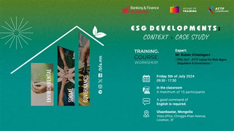 Esg хөгжүүлэлт Контекст Кэйс судалгаа сэдэвт сургалт болно Bfa Mn