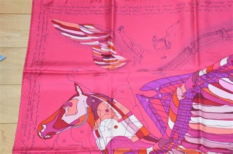 Hermes Scarf Le Pegase Dhermes By Christian Renonciat Silk 90 Cm Pink