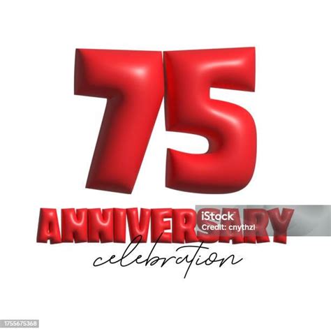 창립 75주년 기념식 포스터 기치 인사말 카드 등등을 위한 3d 사실적인 디자인 0명에 대한 스톡 사진 및 기타 이미지 0명 3차원 형태 75 Istock