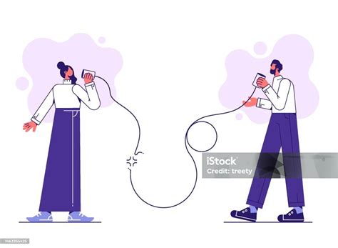 Concept Of Broken Communication Or Disconnected Business Stock