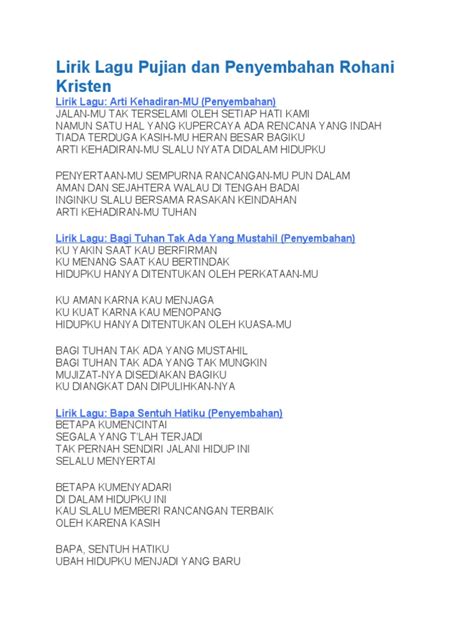 Lirik Lagu Pujian Dan Penyembahan Rohani Kristen Pdf