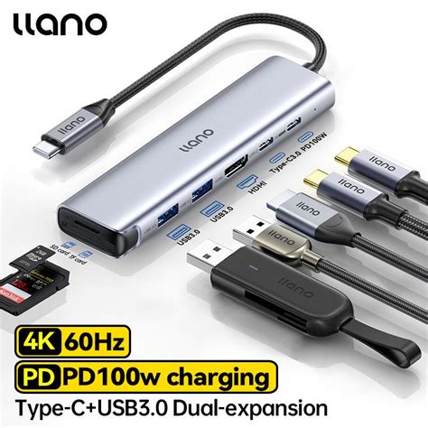 Многопортовый адаптер Llano Usb C Hub концентратор Usb C 7 в 1 с Hdmi 2 0 4k 60 Гц Pd 100 Вт