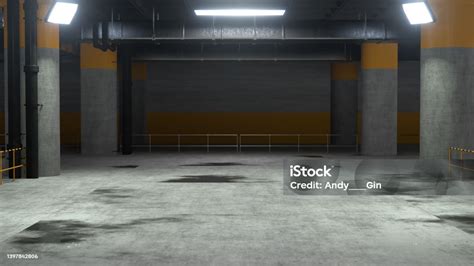 지하 Sci Fi 콘크리트 시멘트 배경 어두운 반사 쇼룸 주차 흰색 조명 현대 우아한 3d 렌더링 일러스트 레이 션 가정의 방에 대한 스톡 사진 및 기타 이미지 Istock
