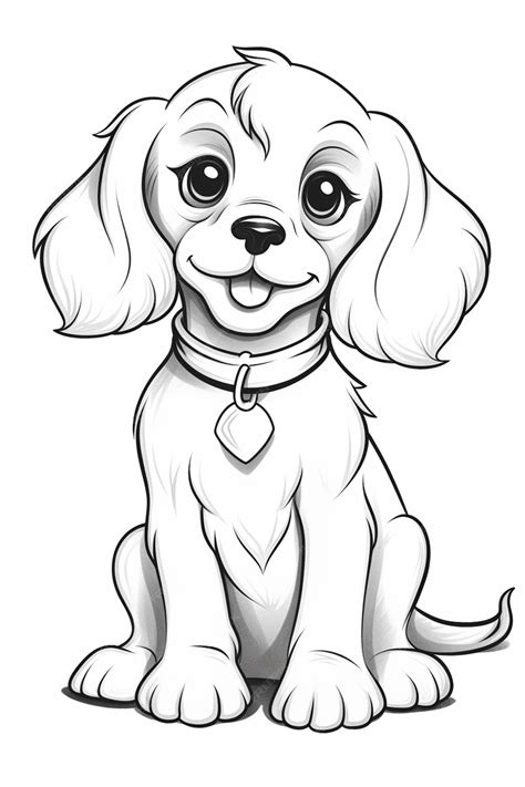 Dibujo Simple Para Colorear De Un Perro Cocker Spaniel En Blanco Y