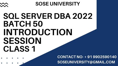 Sql Dba Batch 50ms Sql Dba Training Overview Introduction Session