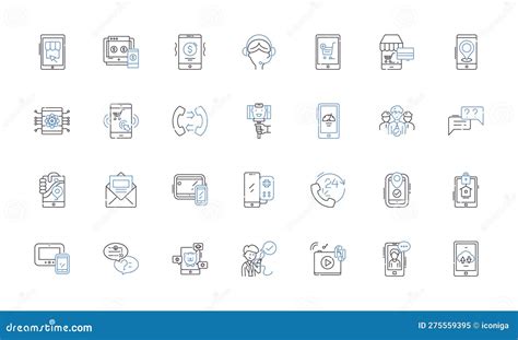 Device Line Icons Collection Smartph Tablet Laptop Computer Printer Camera Speaker Vector