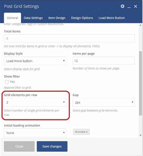 how to show two columns on visual composer post grid for mobile