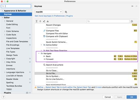 I Want To Set Shortcuts For Navigateback And Navigateforward In