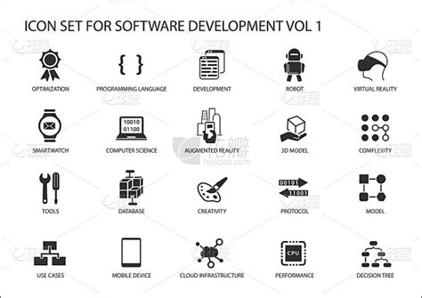 软件开发图标集。用于软件开发的矢量符号素材 花瓣网