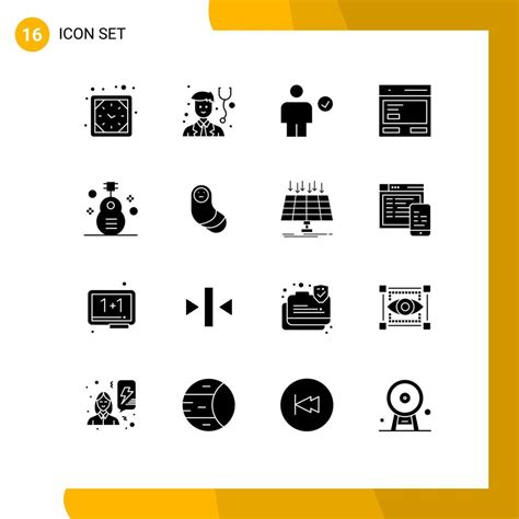 Pack Of 16 Creative Solid Glyphs Of Classic Interface Body Communication Action Editable Vector