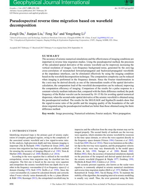 Pdf Pseudospectral Reverse Time Migration Based On Wavefield Decomposition