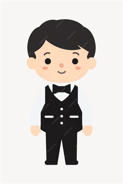 Милый мальчик из мультфильмов в смокинге Премиум Ai сгенерированный вектор