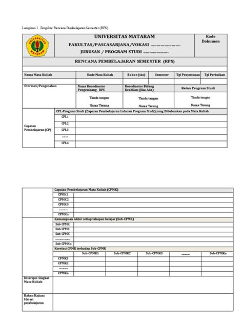 Template Rps And Rtm Unram Pdf