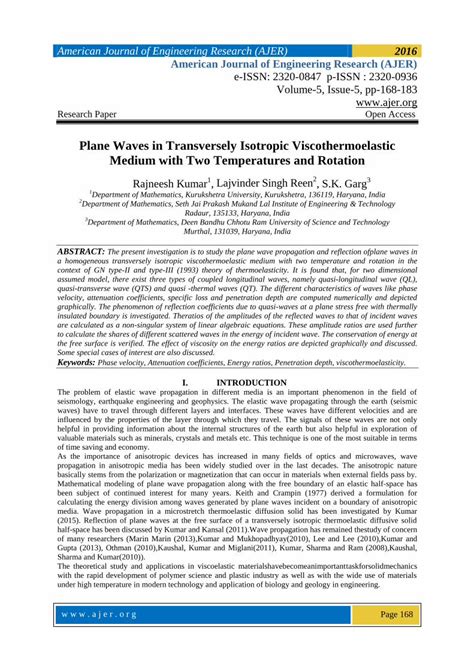 Pdf Plane Waves In Transversely Isotropic Viscothermoelastic Dokumentips