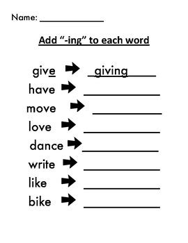 Adding Ing Irregular Endings By Miss Graphic Organizer TPT