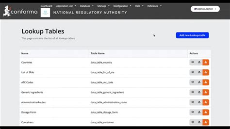 Managing Lookup Tables Conforma