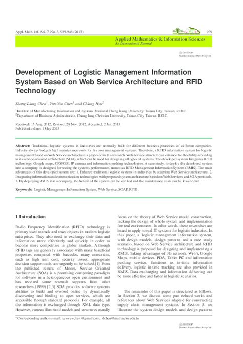 pdf development of logistic management information system based on web service architecture