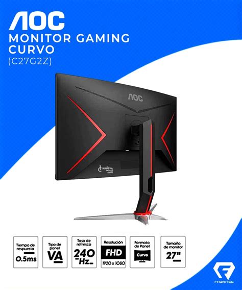Monitor Gaming Aoc Curvo 27 Va C27g2z Fhd 1920 X 1080 240hz 0 5ms Hdmi Dp