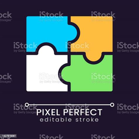 Jigsaw 퍼즐 조각 픽셀 어두운 테마에 대한 완벽한 Rgb 색상 아이콘 개념에 대한 스톡 벡터 아트 및 기타 이미지 개념 개발 개체 그룹 Istock