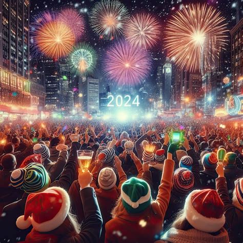 2024 터 일러스트레이션 새해 축하 2024 배경 프리미엄 사진