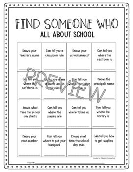 Back To School Find Someone Who By Education Connection Tpt