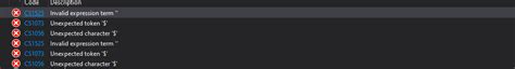 unexpected token blazor server radzen