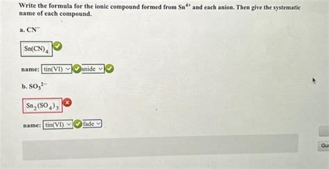 Solved Write The Formula For The Ionic Compound Formed From Chegg
