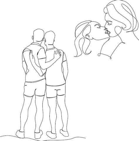 Premium Vector Gay Couple Line Vector Illustration Love Print