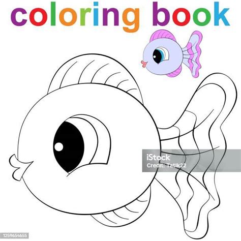 아이들을위한 귀여운 물고기와 색칠 공부 페이지 템플릿 귀여운에 대한 스톡 벡터 아트 및 기타 이미지 귀여운 그래픽 프린트