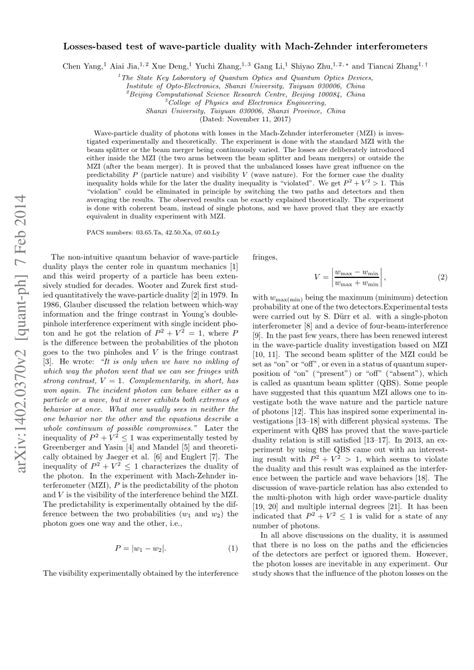 Pdf Losses Based Test Of Wave Particle Duality With Mach Zehnder
