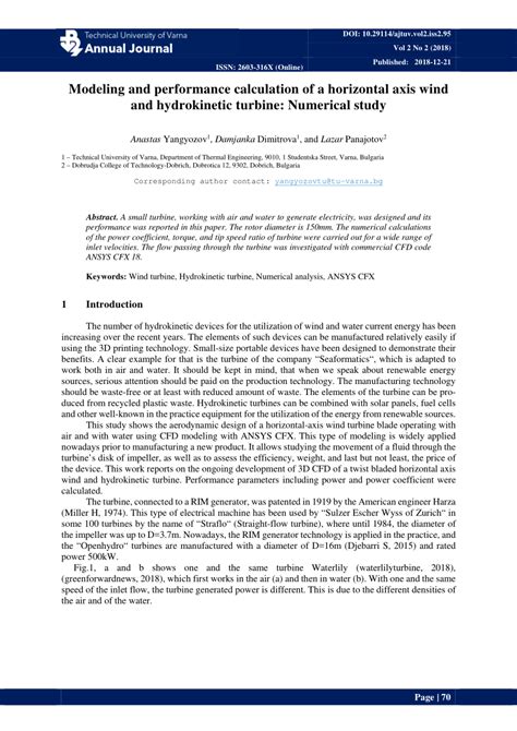 Pdf Modeling And Performance Calculation Of A Horizontal Axis Wind