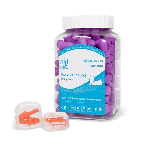 Lysian Slim Foam Ear Plugs For Small Ear Canals Women 100 Pairs 35db