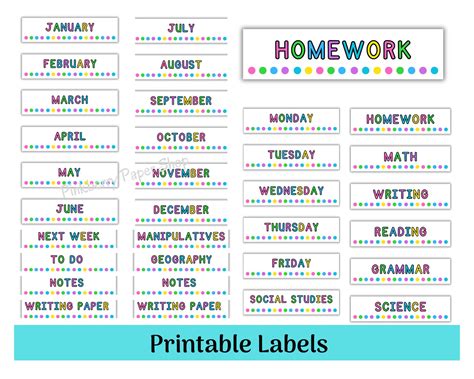 Classroom Drawer Labels Colorful Labels Printable Bin Labels Resizable Template 1 5 X 6 Etsy