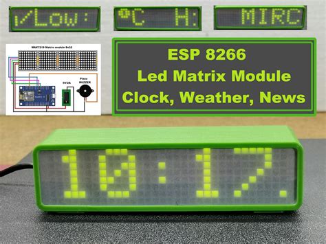 esp8266 led matrix clock weather news bitcion