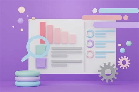 3d 렌더링 Seo 데이터 분석 웹 배너 및 모형을 위한 사용자 인터페이스 향후 계획을 위한 비즈니스 그래프 차트 투자 관리 및 금융 혁신 마케팅 개념입니다 3차원 형태에