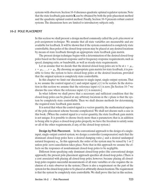Pole Placement Pdf Control Theory Eigenvalues And Eigenvectors