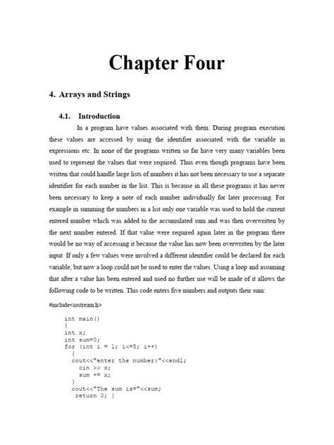 Chapter 4 Arrays Pointers And String Pdf Pointer Computer