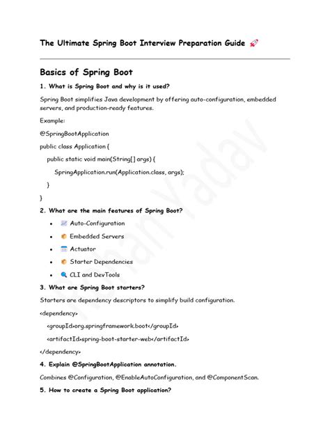 Spring Boot Interview Document Pdf Databases Computer Science