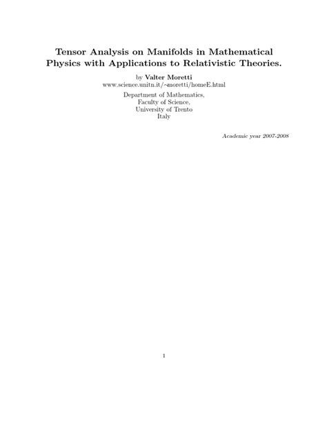 Tensors Manifolds And Relativity Download Free Pdf Differentiable Manifold Compact Space