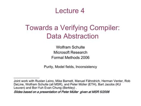 PPT Lecture 4 Towards A Verifying Compiler Data Abstraction