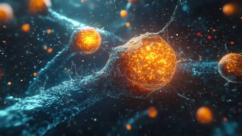 Glowing Cellular Structures Interconnected In A Network Stock Illustration Illustration Of