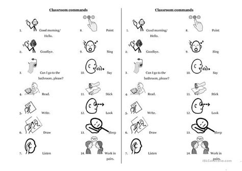 Classroom Commands Worksheet Free Worksheets Samples