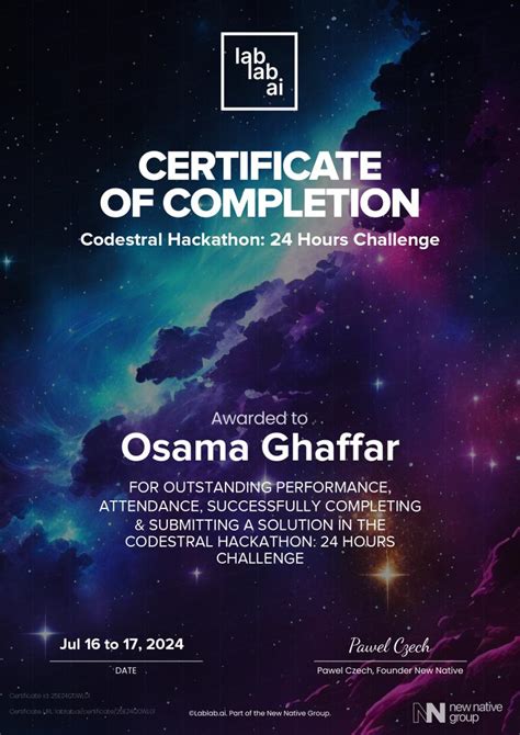 Osama Ghaffar On Linkedin Codestral Hackathon 24 Hours Challenge Certificate For Inferno