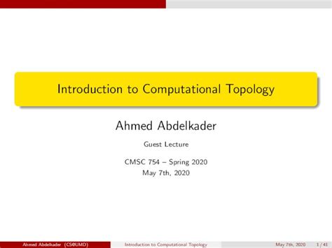 Pdf Introduction To Computational Topology · 2020 05 13 · Introduction To Computational