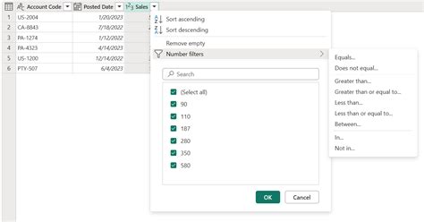 按列功能描述中的值进行筛选 Power Query Microsoft Learn