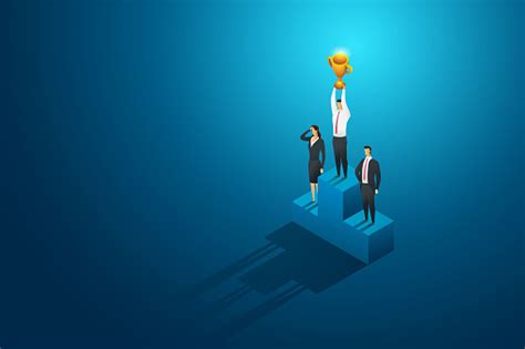 사업가 한 우승자는 연단에 트로피를 들고 리더십과 성공 아이소메트릭 개념 삽화 벡터 등측투영법에 대한 스톡 벡터 아트 및 기타 이미지 등측투영법 성공 개념 Istock