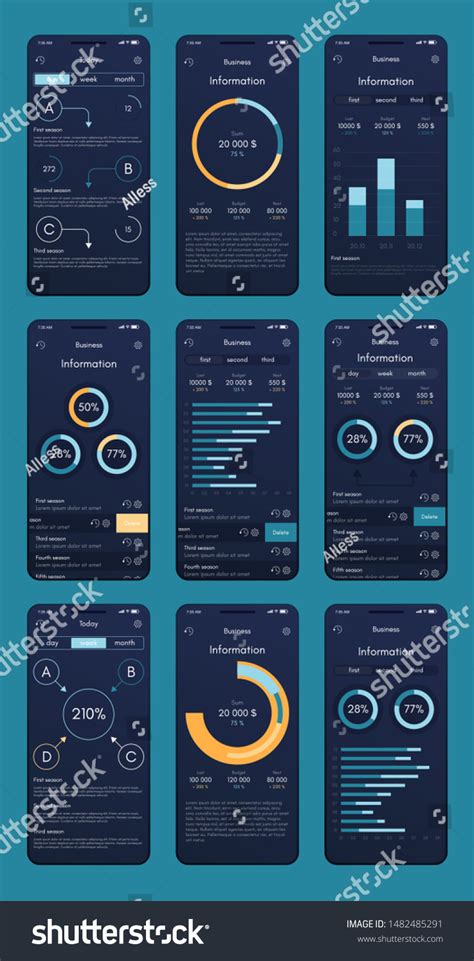 Different Ui Ux Gui Screens Flat Stock Vector Royalty Free Shutterstock