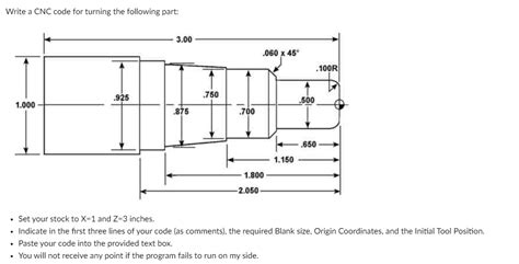 Solved Write A Cnc Code For Turning The Following Part 300
